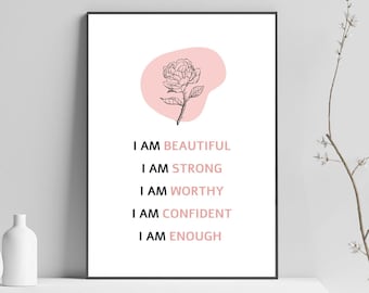 Daily Affirmations Poster - Positive Affirmation Wall Art - Positive ...