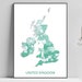 Minimalist United Kingdom Map Poster, UK Map Wall Art, Office Decor ...