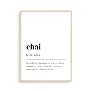 Chai Punjabi Definition Print Hindi Word Poster South Asian Gift Desi ...