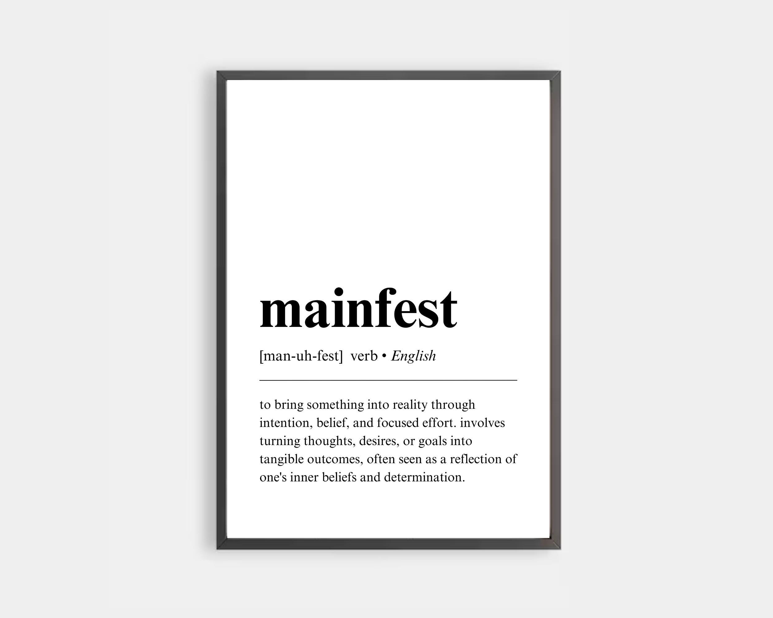 Manifest Wall Art Home Office Decor Manifestation Definition Print ...