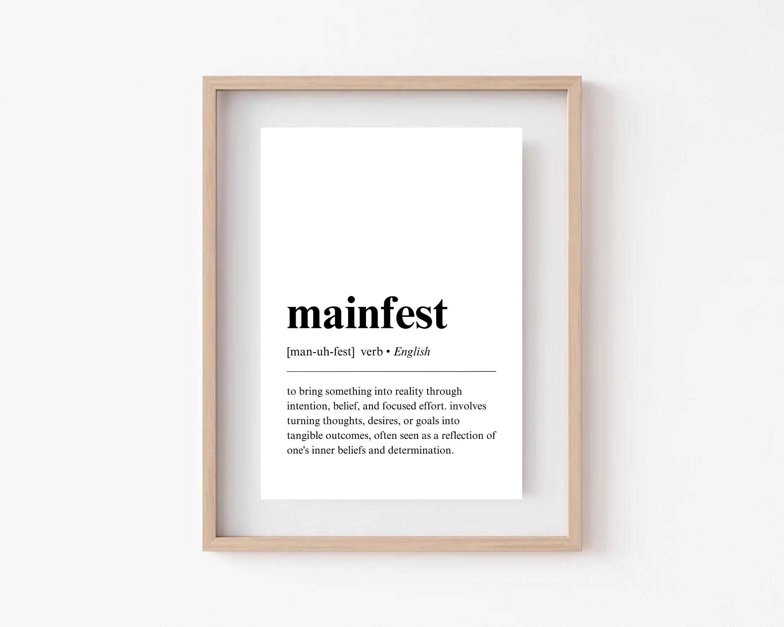 Manifest Wall Art Home Office Decor Manifestation Definition Print ...