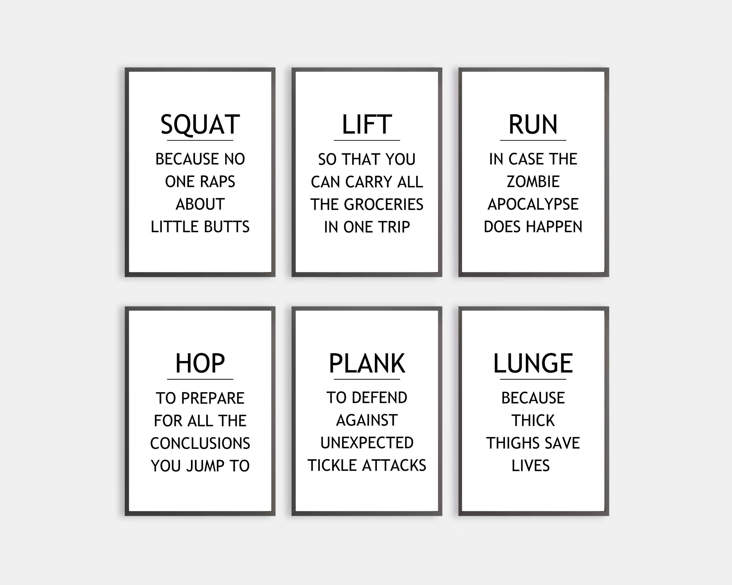 Gym Wall Art, Set of 8 Printables, Home Gym Decor, Gym Decor, Funny Gym ...