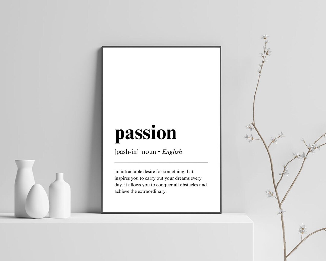 Passion Definition Poster - Office Decor - Minimalist Decor Wall Art ...