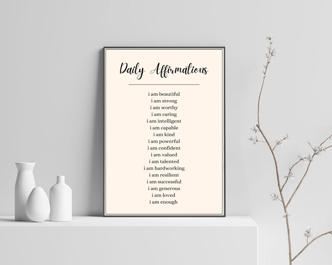 Daily Affirmations Poster - Positive Affirmation Wall Art - Positive ...