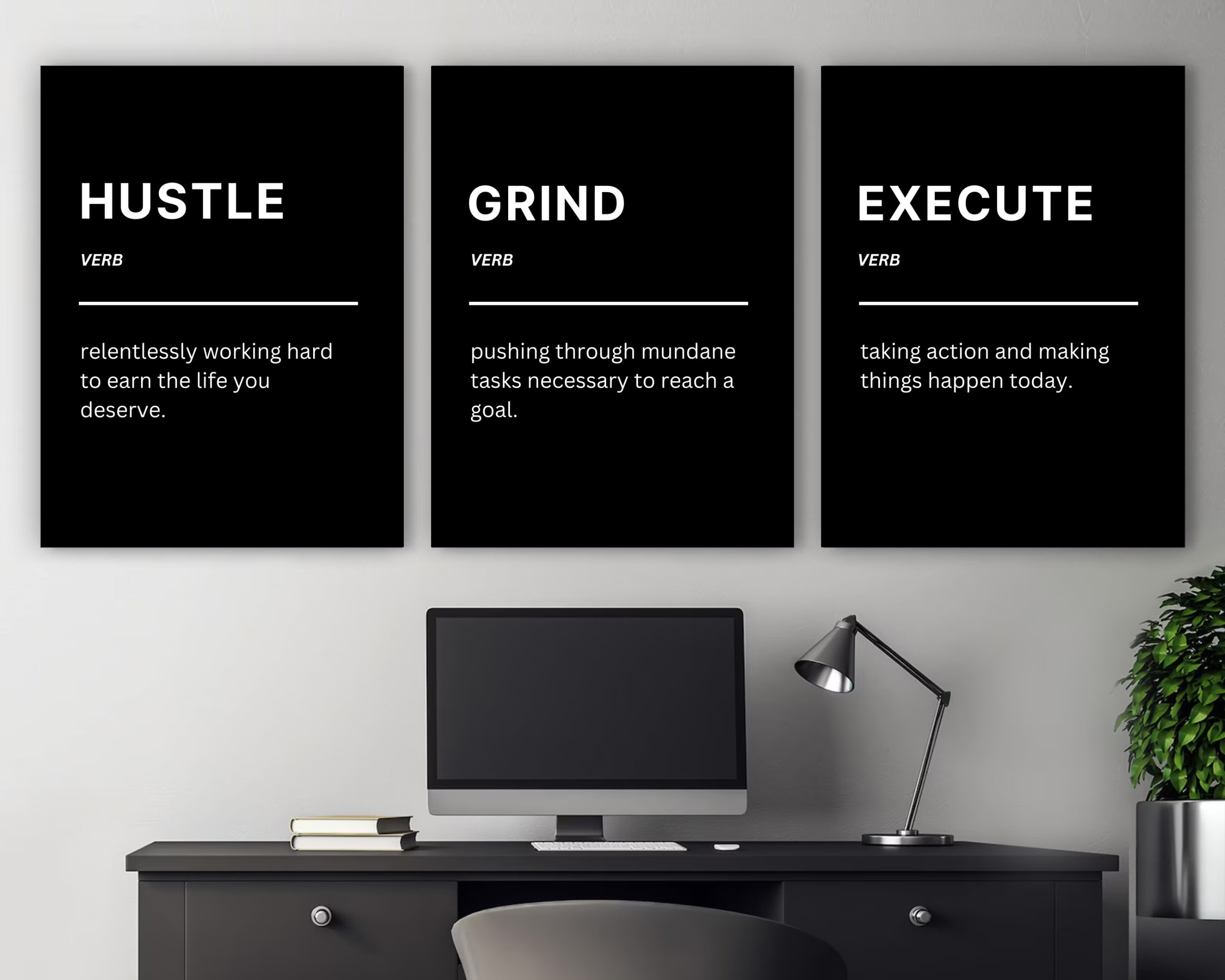 Office Wall Art 3 Piece Motivational Poster Set Inspirational Quote ...