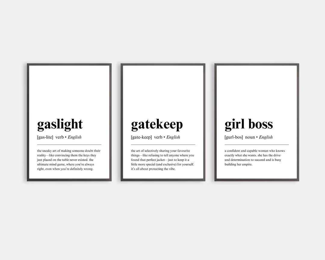 Gaslight Gatekeep Girlboss Wall Art Teen Girly Room Decor Feminist Wall ...