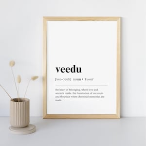 Veedu Home Tamil Definition Digital Print, South Asian Inspired Art ...