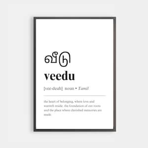 Veedu Home Tamil Definition Digital Print, South Asian Inspired Art ...