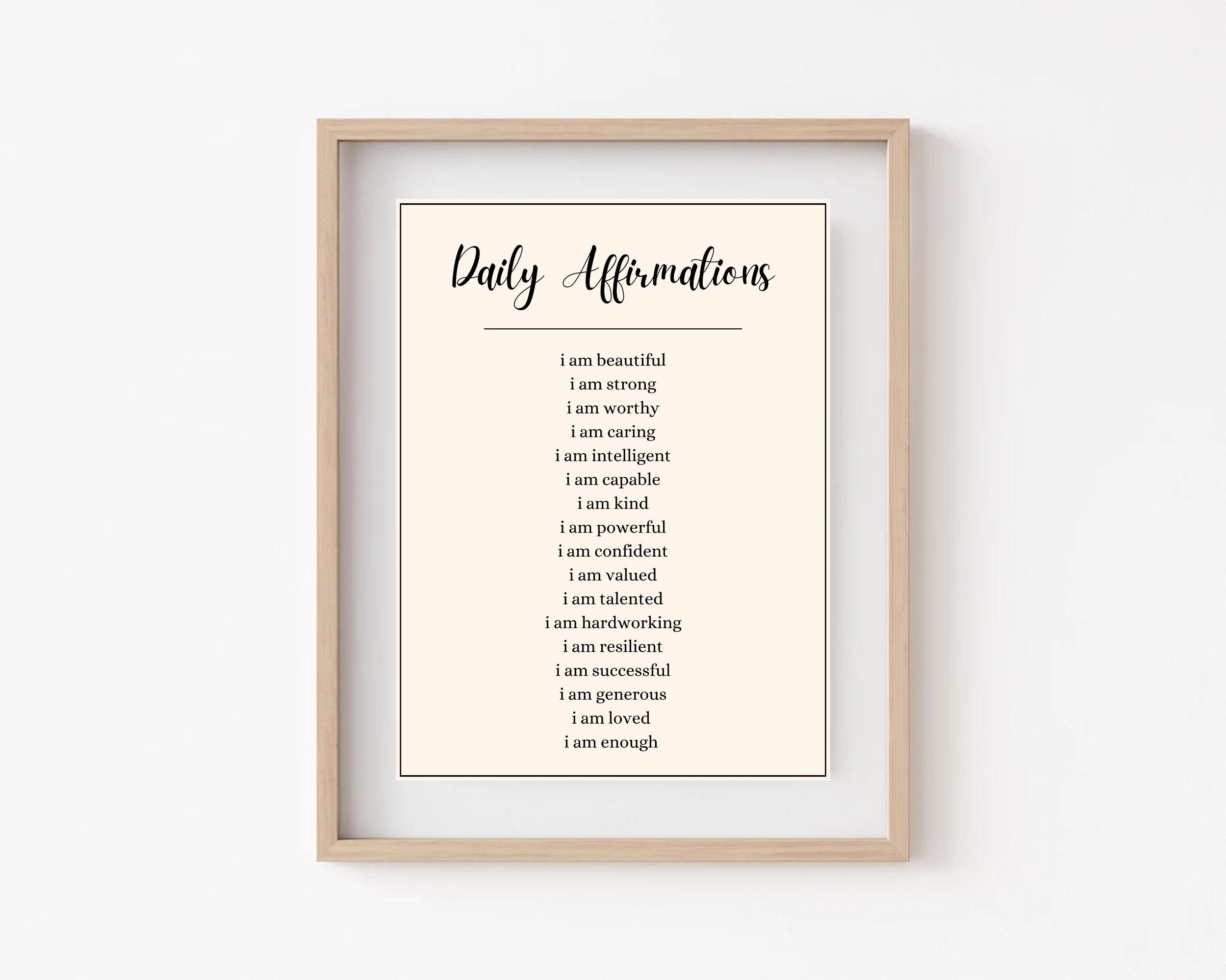 Daily Affirmations Poster - Positive Affirmation Wall Art - Positive ...