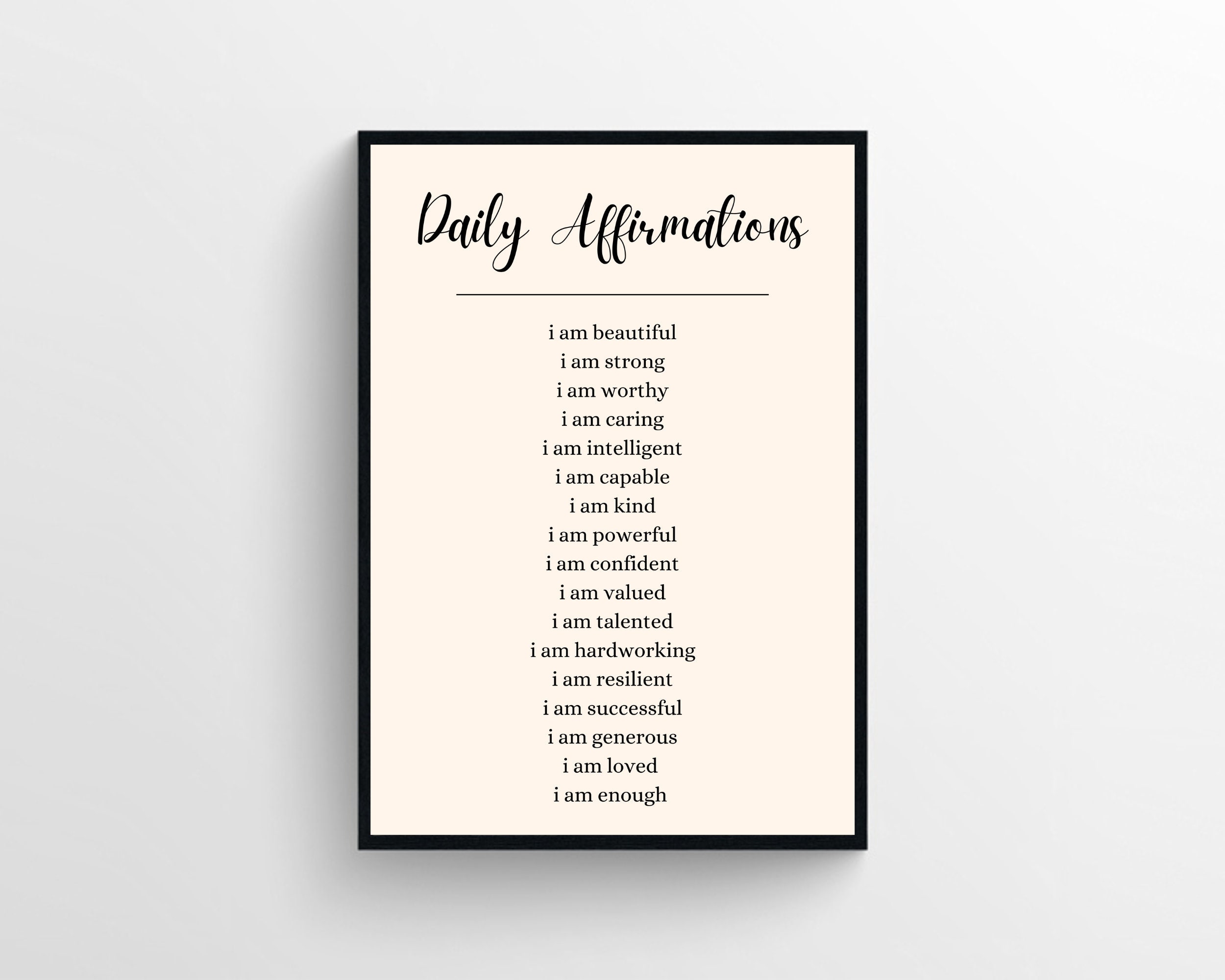 Daily Affirmations Poster - Positive Affirmation Wall Art - Positive ...