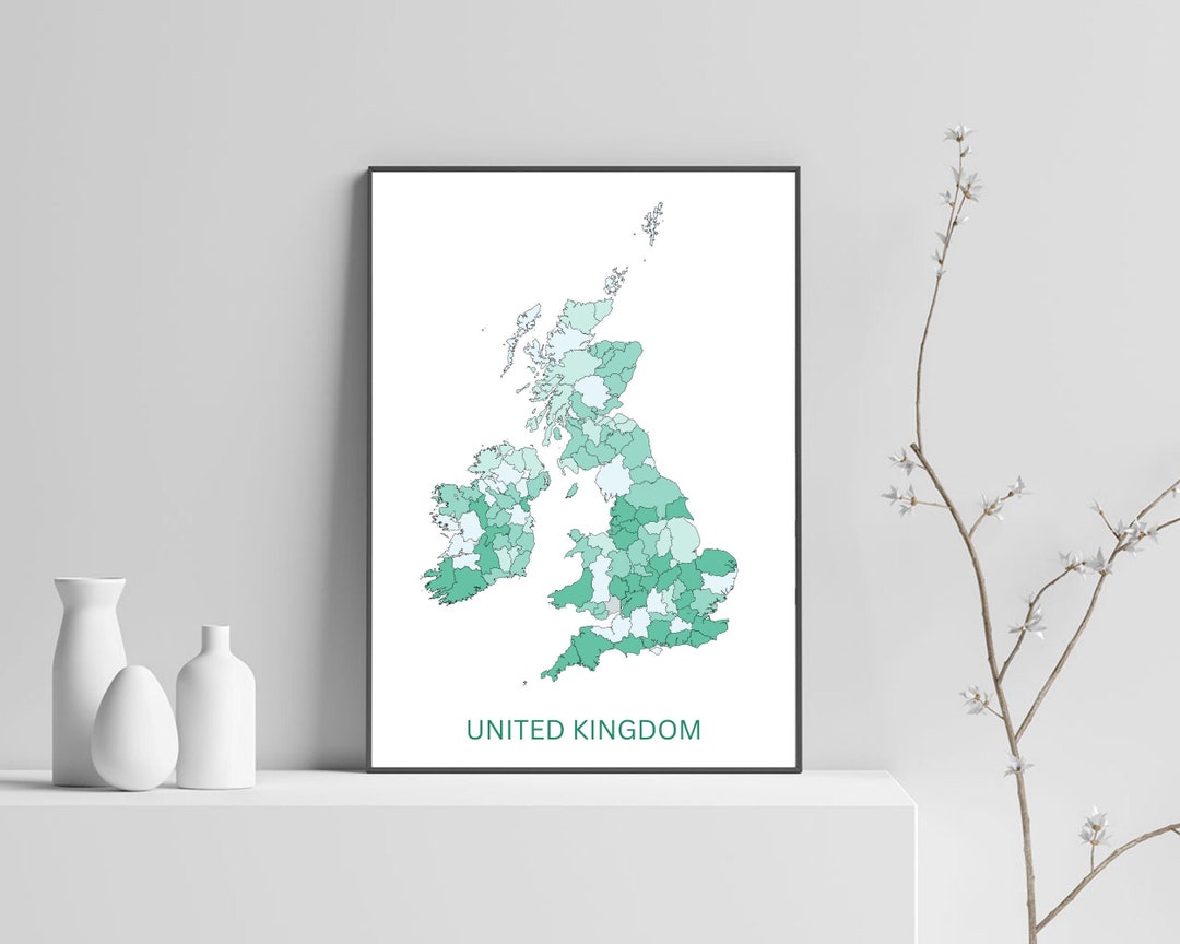 Minimalist United Kingdom Map Poster, UK Map Wall Art, Office Decor ...