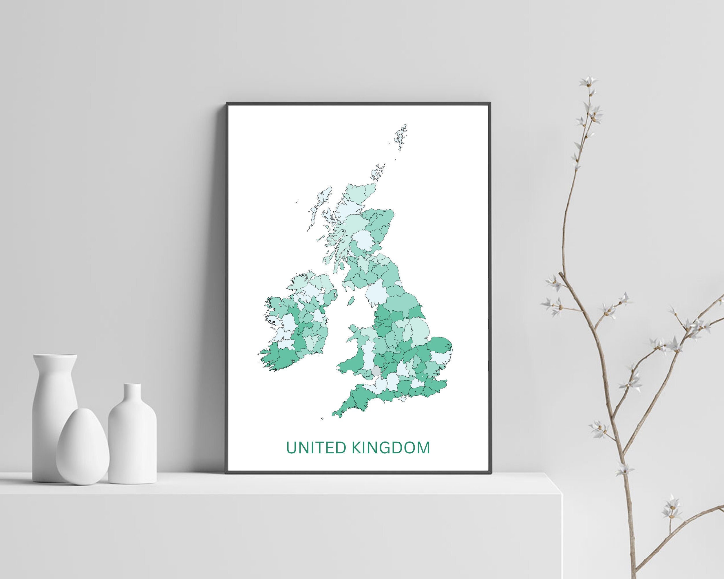 Minimalist United Kingdom Map Poster, UK Map Wall Art, Office Decor ...