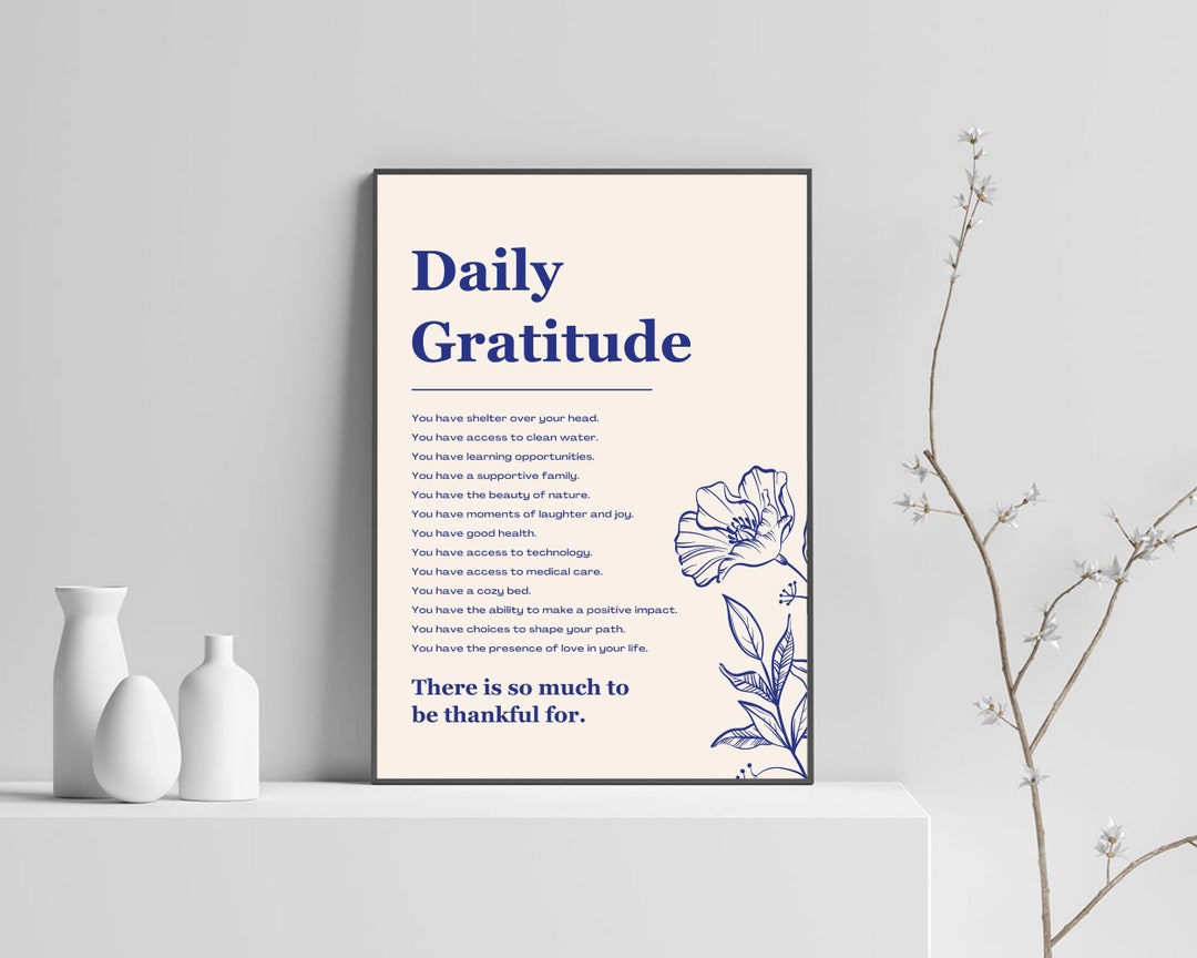 Daily Gratitude Printable Wall Art, Affirmations Wall Decor, Growth ...