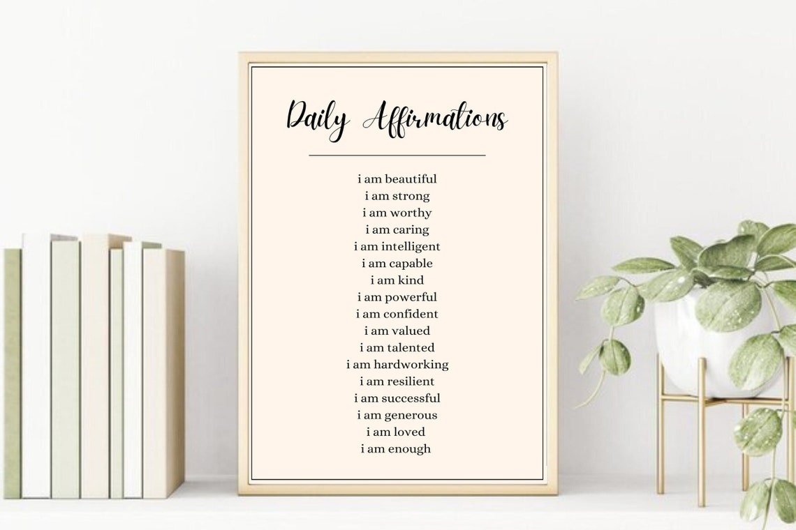Daily Affirmations Poster - Positive Affirmation Wall Art - Positive ...
