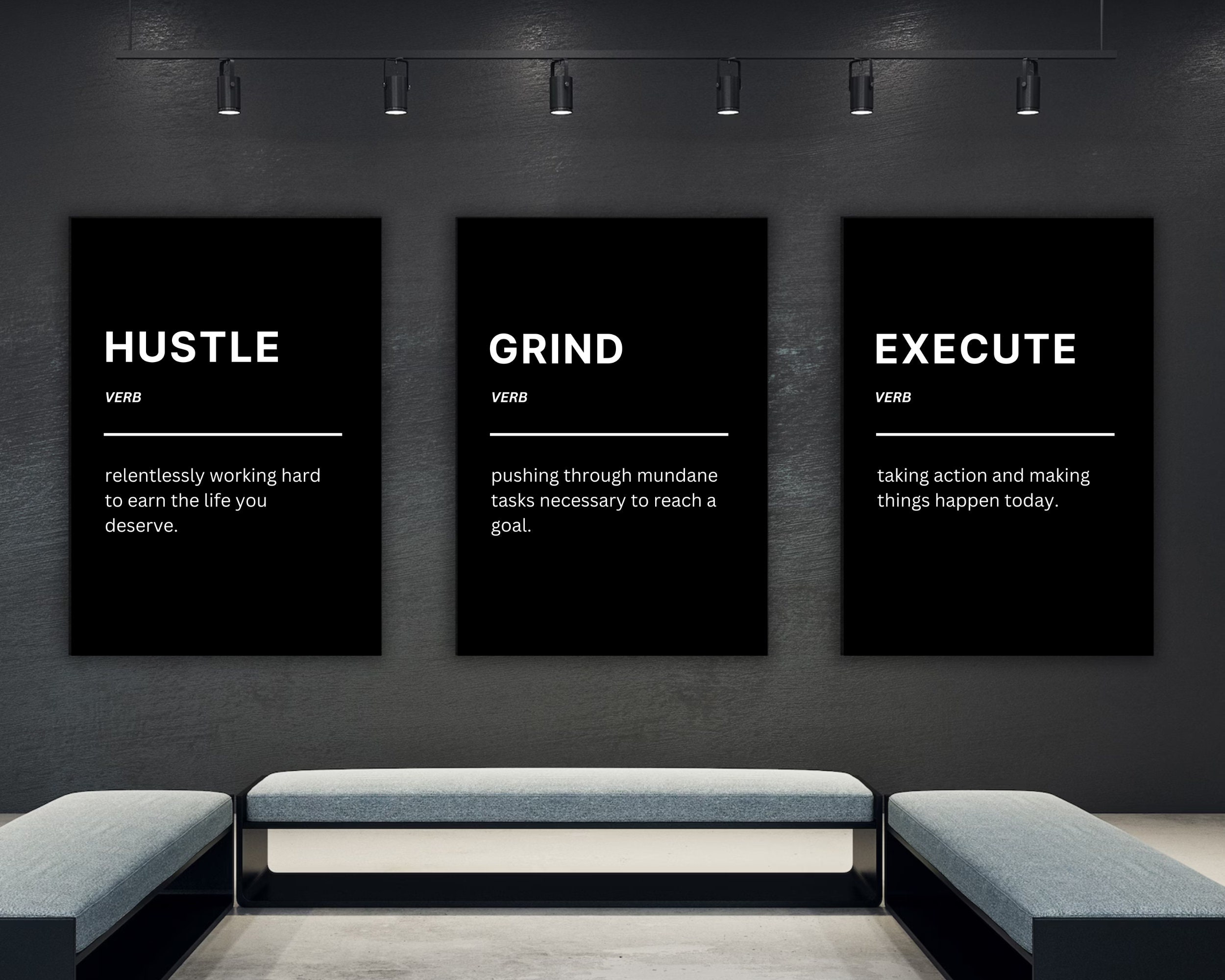 Office Wall Art - 3 Piece Motivational Poster Set - Inspirational Quote ...