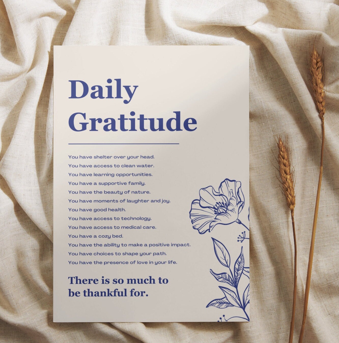Daily Gratitude Printable Wall Art, Affirmations Wall Decor, Growth ...