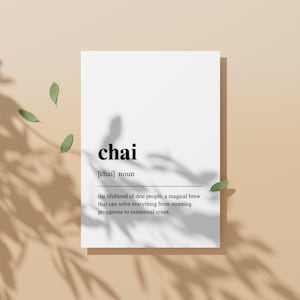 Chai Punjabi Definition Print Hindi Word Poster South Asian Gift Desi ...