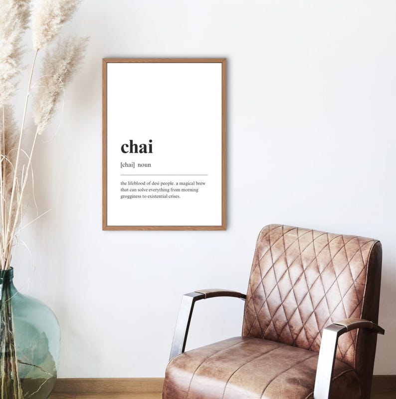 Chai Punjabi Definition Print Hindi Word Poster South Asian Gift Desi ...
