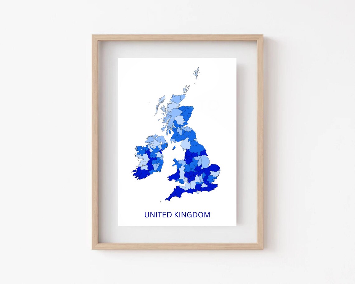 Minimalist United Kingdom Map Poster, UK Map Wall Art, Office Decor ...