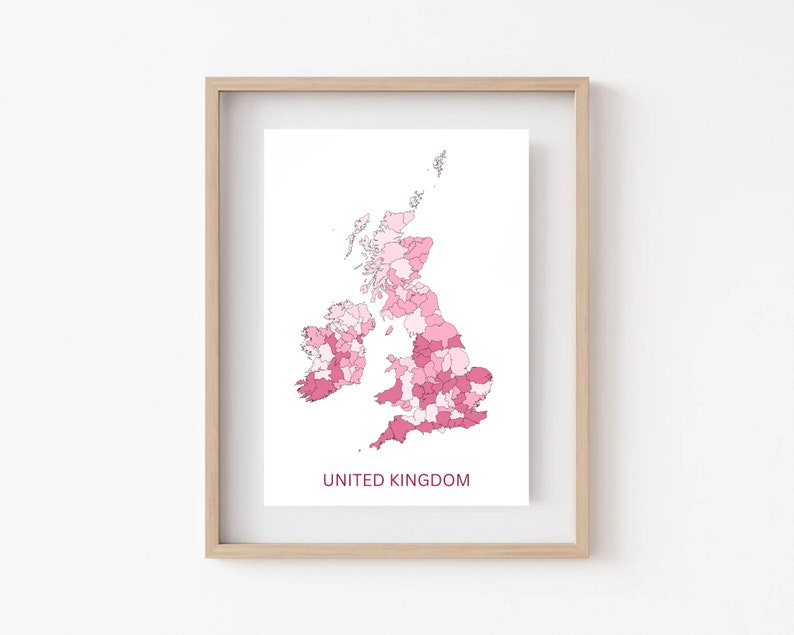 Minimalist United Kingdom Map Poster, UK Map Wall Art, Office Decor ...