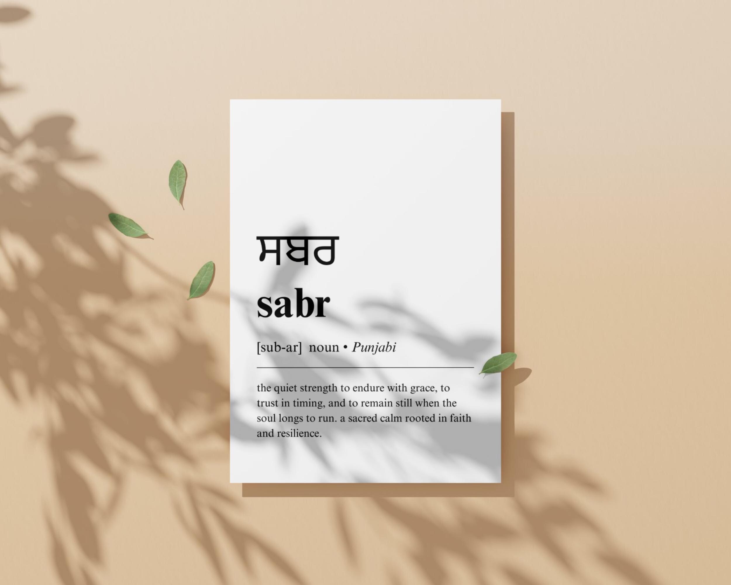 Sabr Patience Definition Wall Art, Punjabi Cultural Decor, Desi ...
