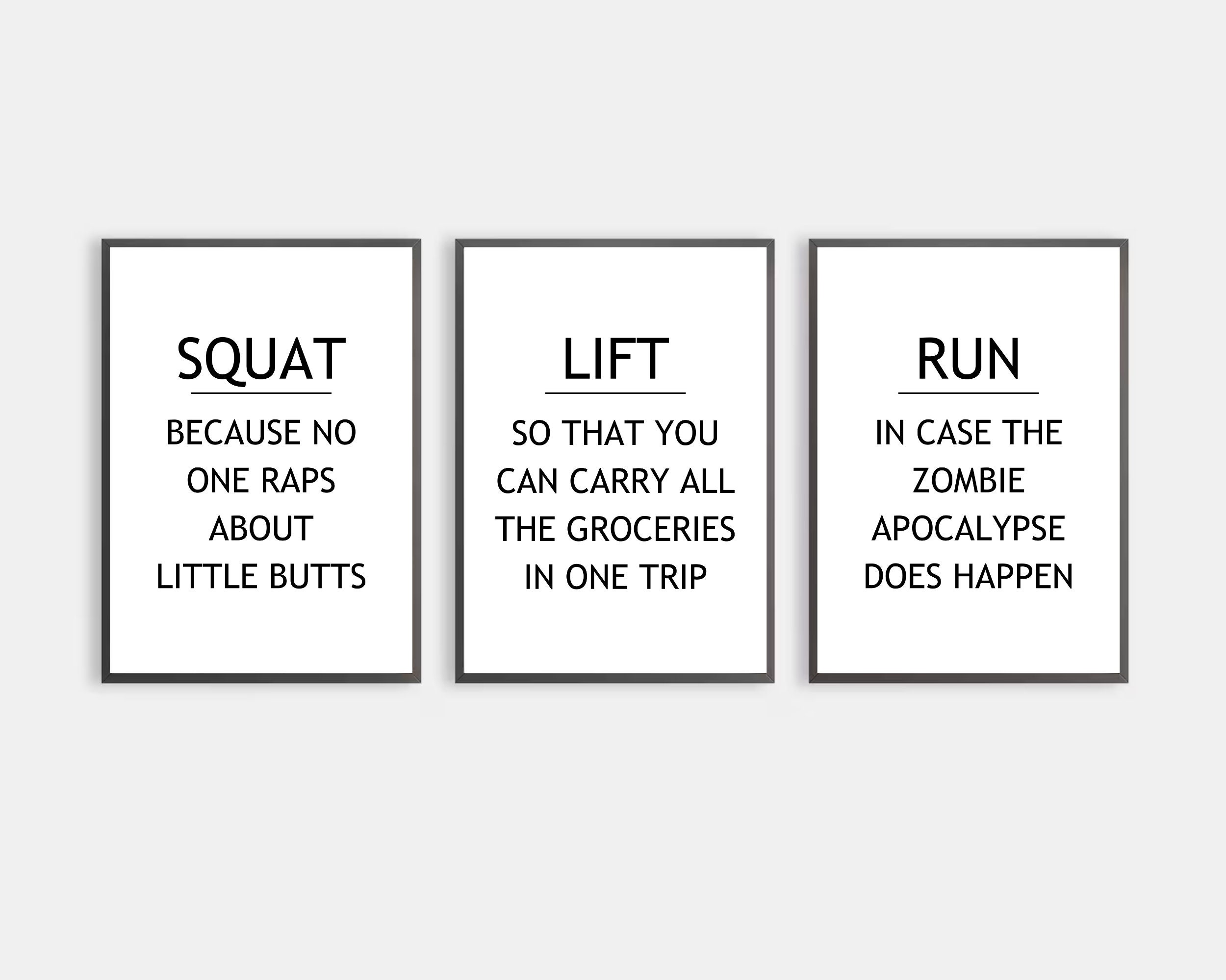 Gym Wall Art, Set of 8 Printables, Home Gym Decor, Gym Decor, Funny Gym ...