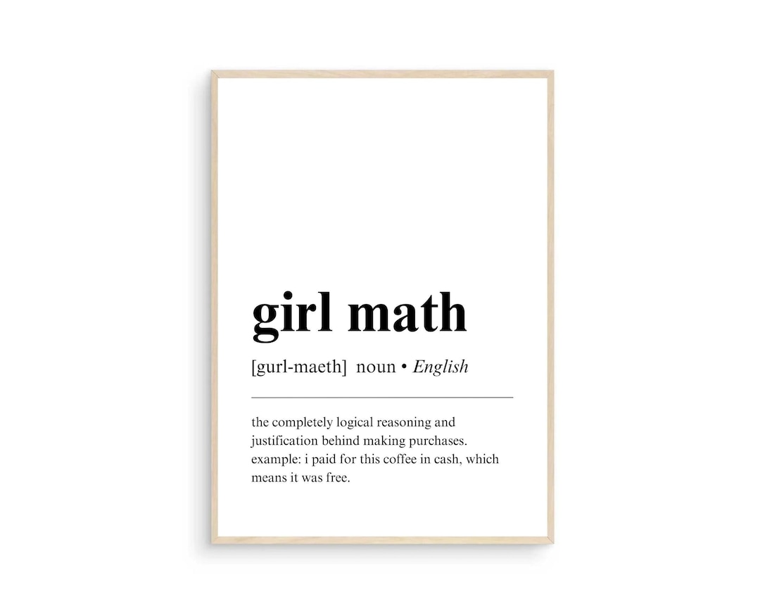 Girl Math Definition Print, Funny Gag Gifts for Her, Feminist Office ...