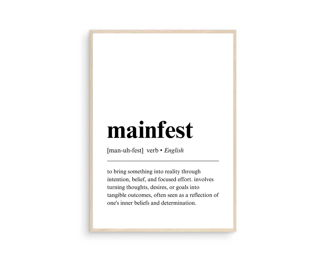 Manifest Wall Art Home Office Decor Manifestation Definition Print ...
