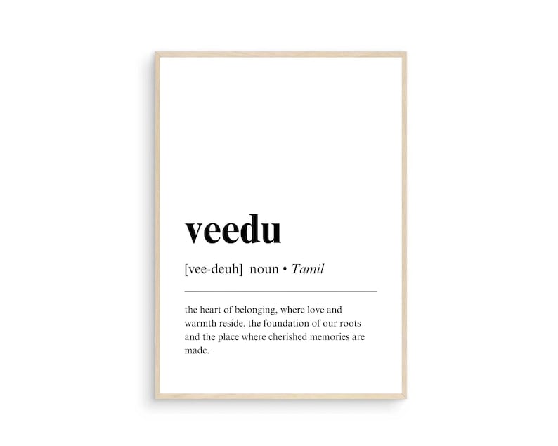 Veedu Home Tamil Definition Digital Print, South Asian Inspired Art ...