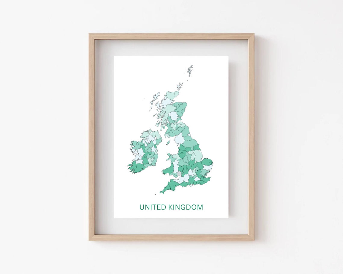 Minimalist United Kingdom Map Poster, UK Map Wall Art, Office Decor ...