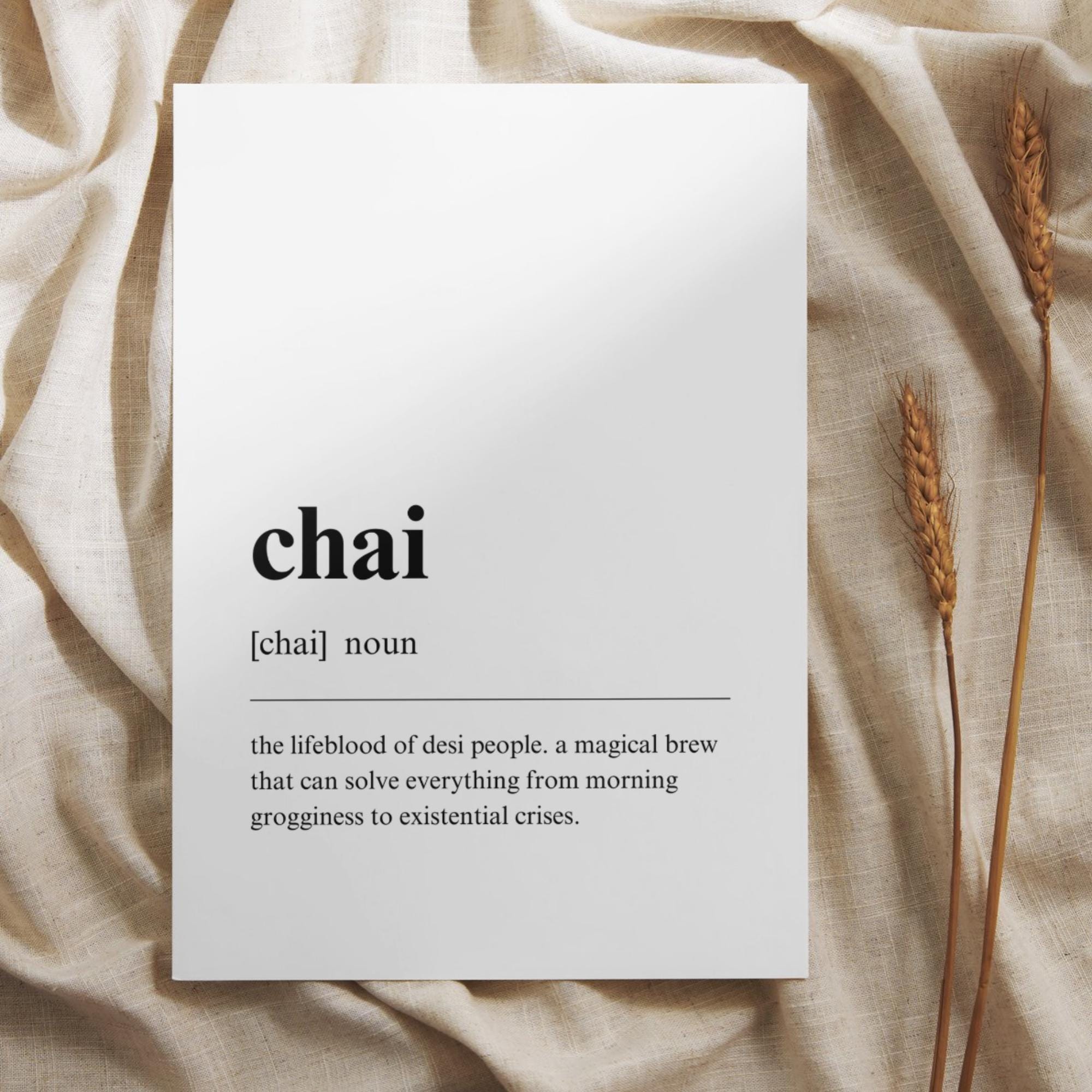 Chai Punjabi Definition Print Hindi Word Poster South Asian Gift Desi ...
