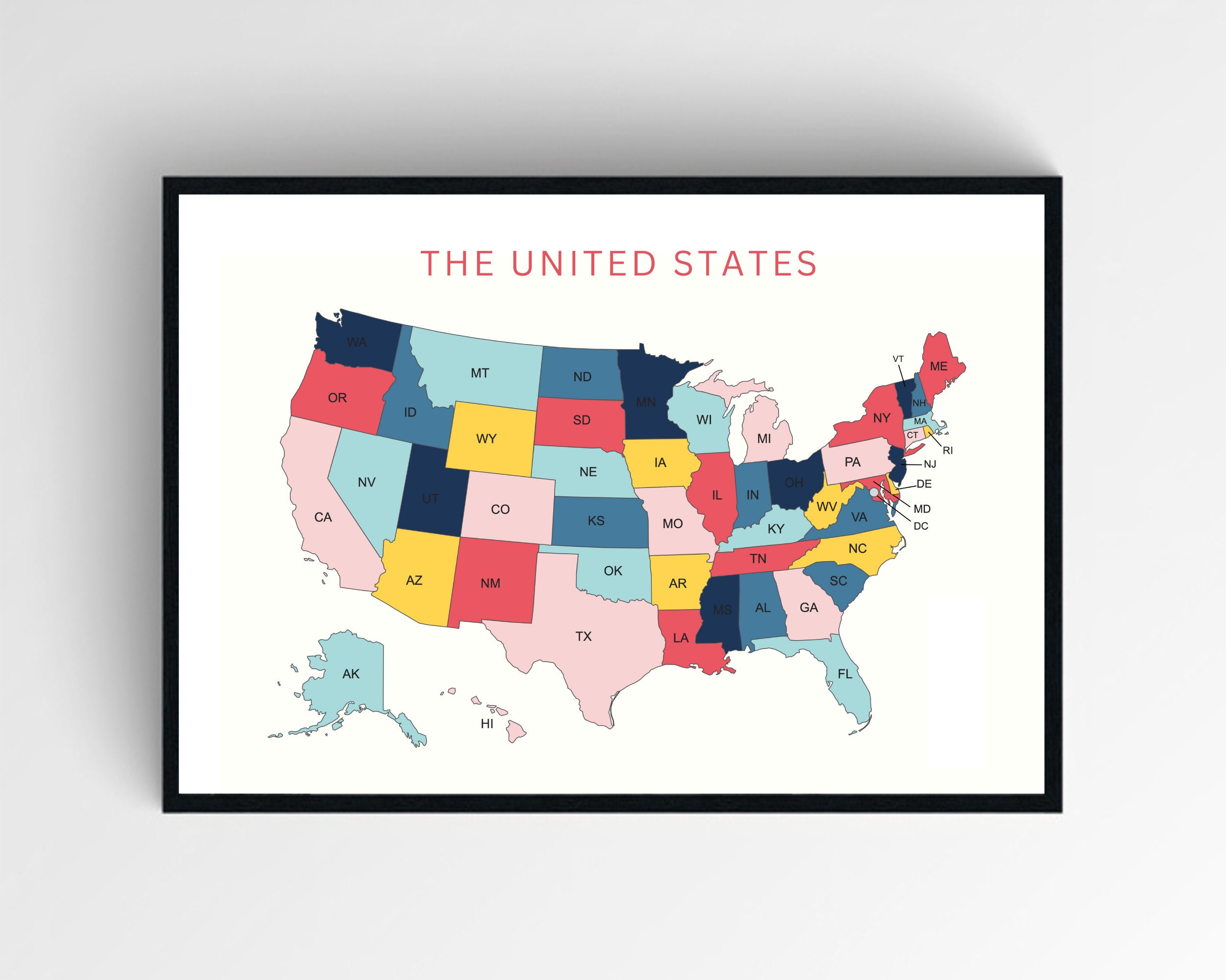 United States Map Printable Poster, Home Decor, Playroom Wall Art ...