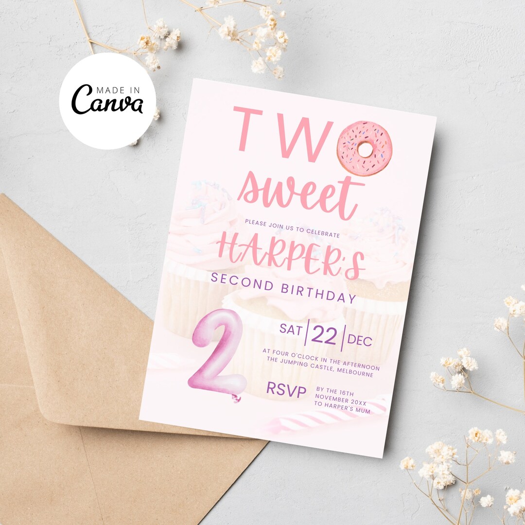 2nd Birthday Invitation INSTANT DOWNLOAD Second Birthday - Etsy