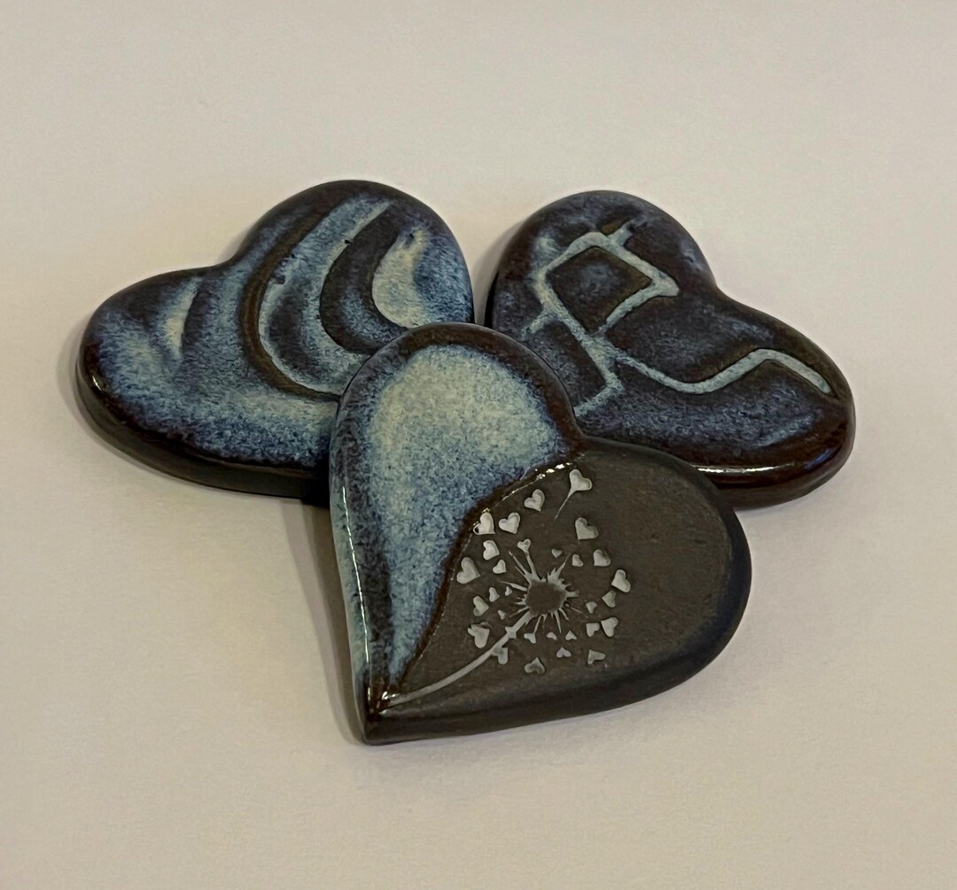 Handmade Stoneware Clay Heart Set, Remembrance Gift, Grief Recognition ...