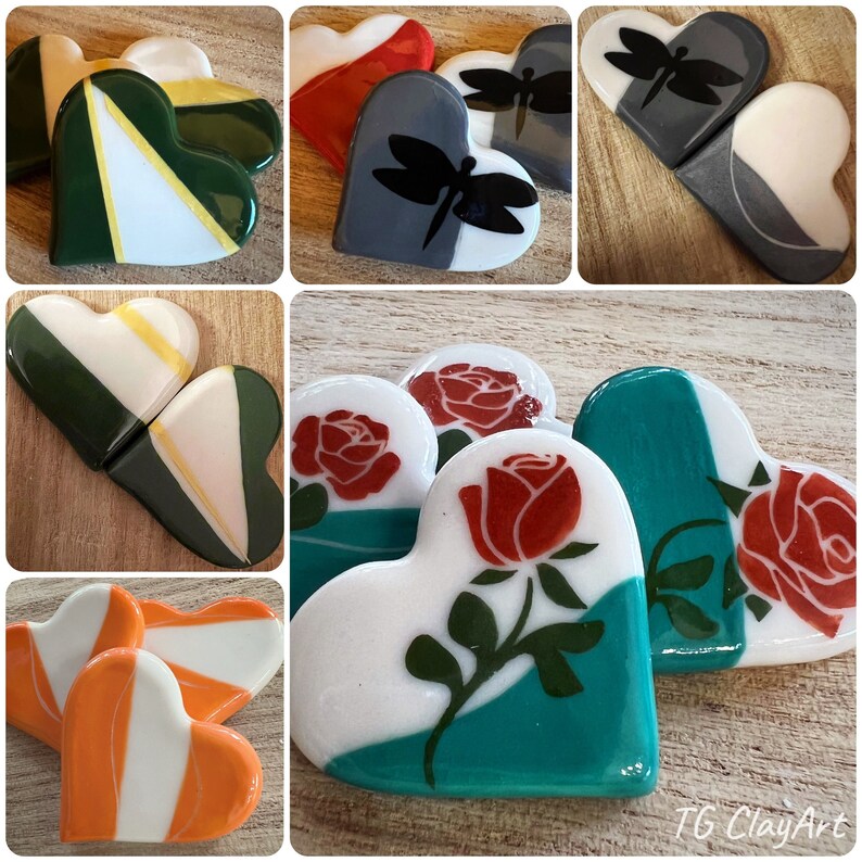 Custom Handmade Stoneware Clay Heart Set, Remembrance Gift, Grief ...