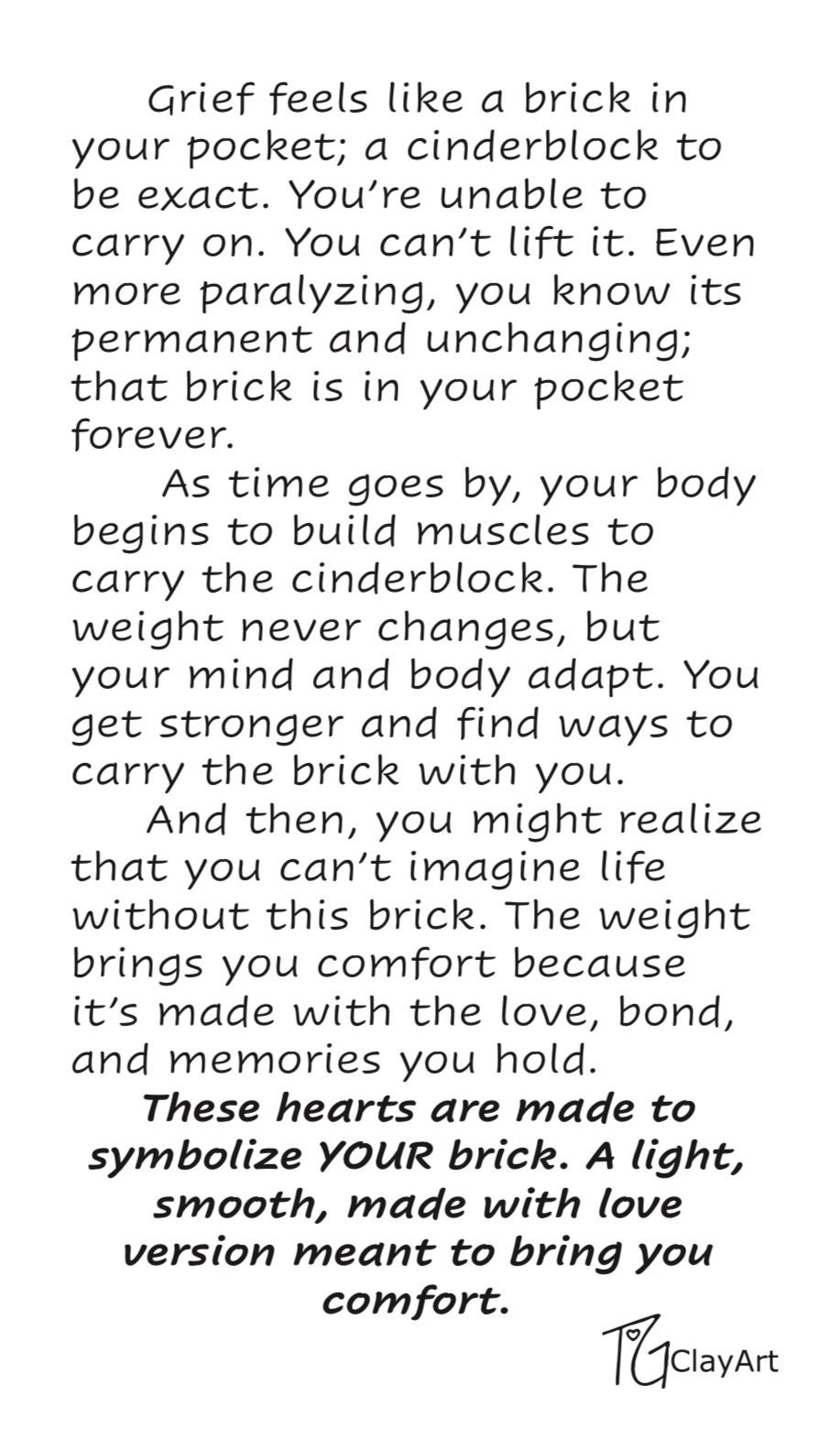 Symbolic Clay Heart With Grief is Like a Brick in Your Pocket Analogy ...