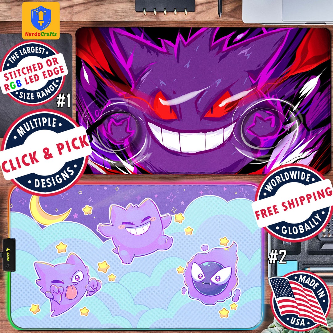 Pokemon Mouse Pad Gengar Haunter Ghost Gastly Kawaii Keyboard Desk Mat ...