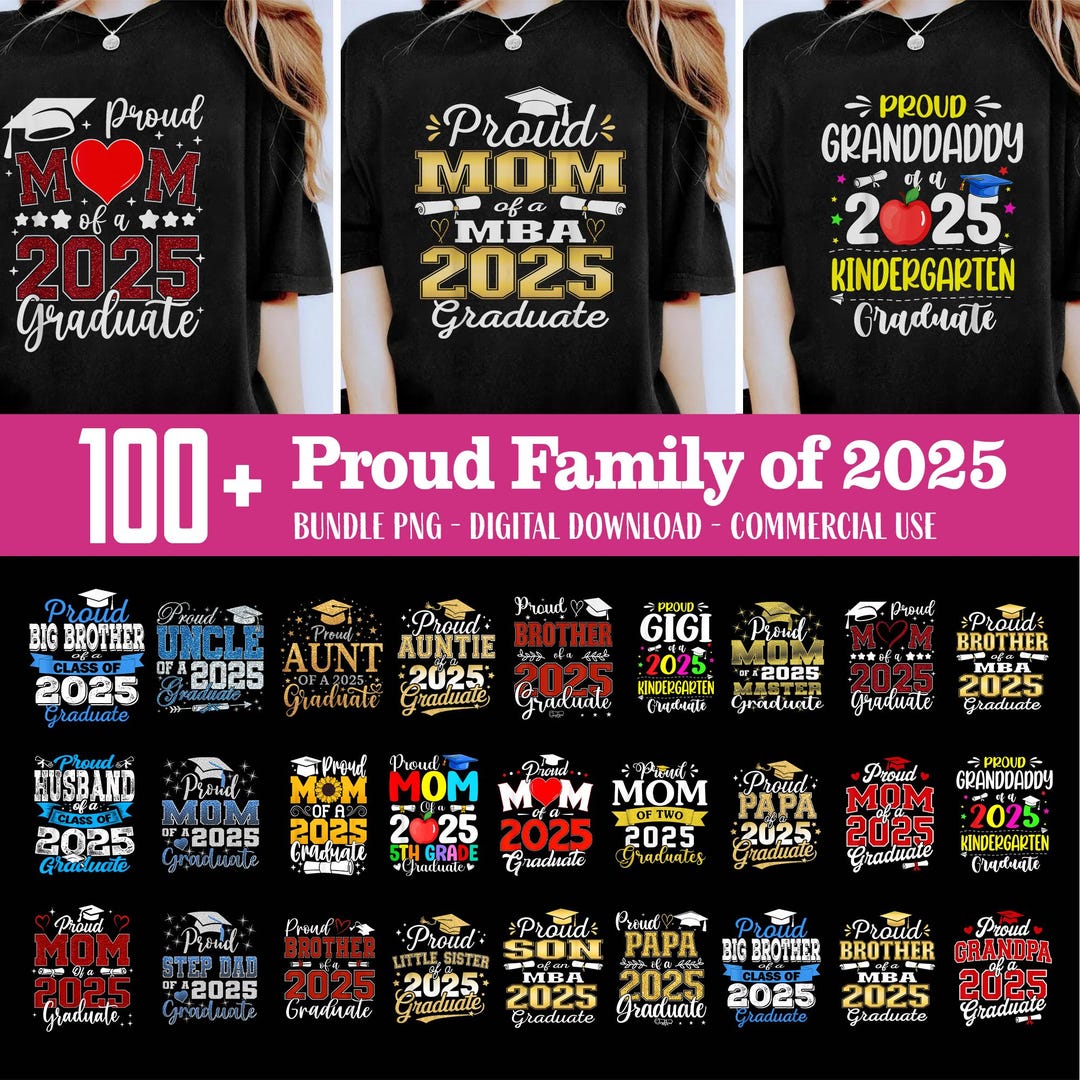 Proud Family of Graduation 2025 PNG Bundle, Proud Mom of 2025 Graduate ...
