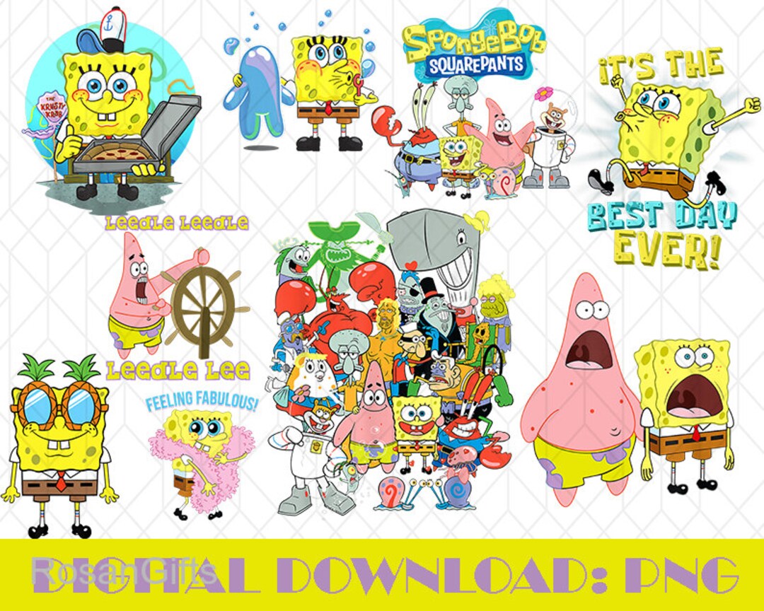 Spongebob Png Bundle Spongebob Font Spongebob Face Png Etsy