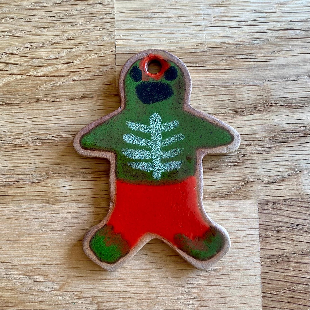Zombie Gingerbread Man Decoration. Handmade Ceramic Ornament. Halloween ...