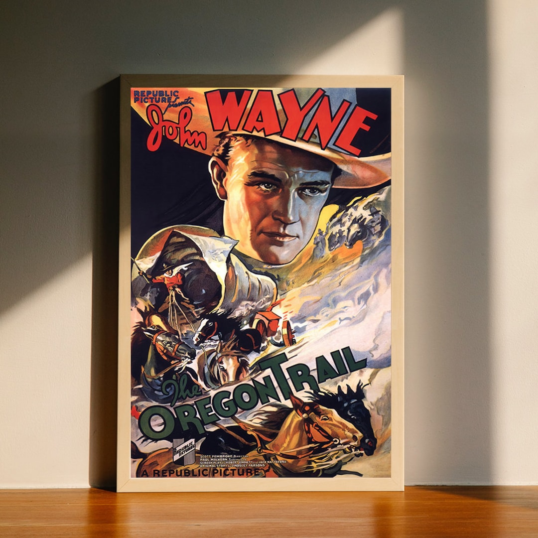 The Oregon Trail Vintage John Wayne Movie Canvas Poster, Wall Art Decor ...