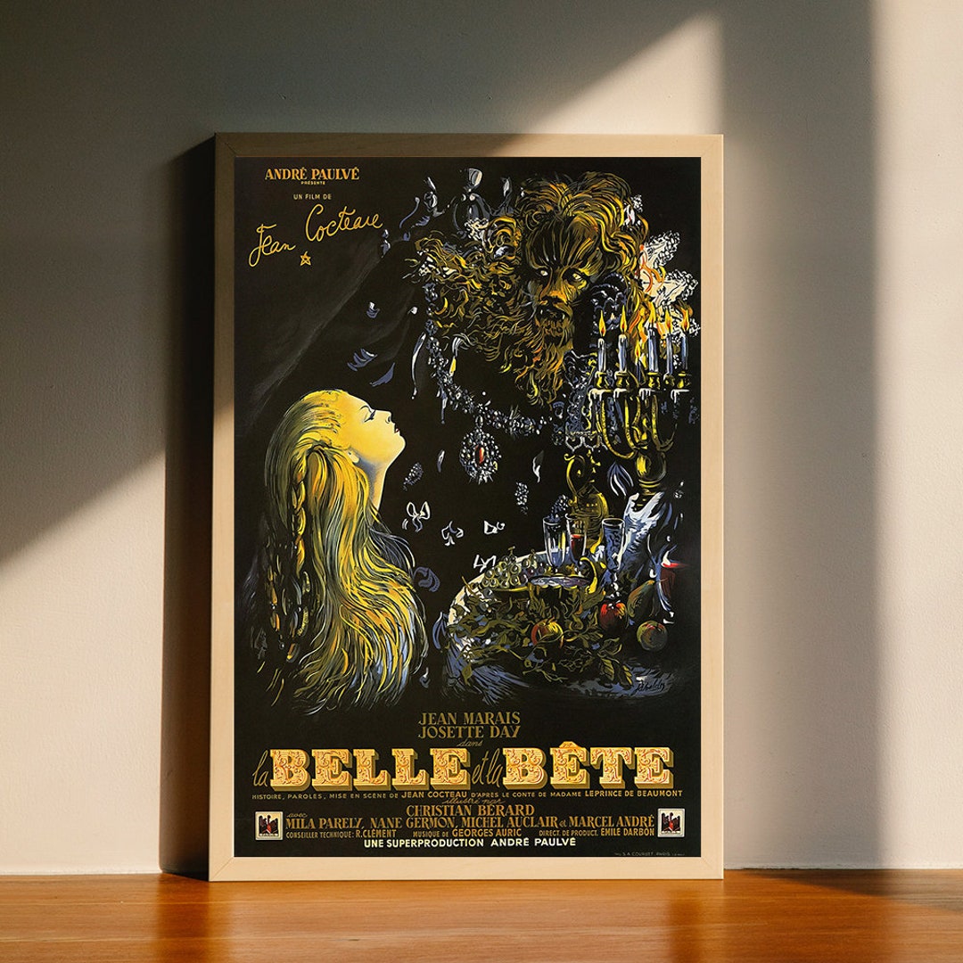 La Belle Et La Bete Beauty and the Beast Vintage Movie Canvas Poster ...