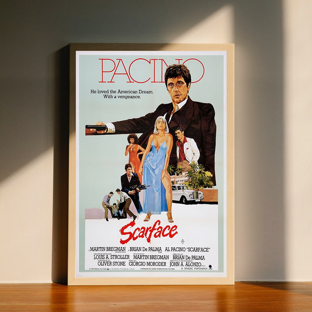 Scarface V1 Retro 80s Movie Canvas Poster, Wall Art Decor, Home Decor ...