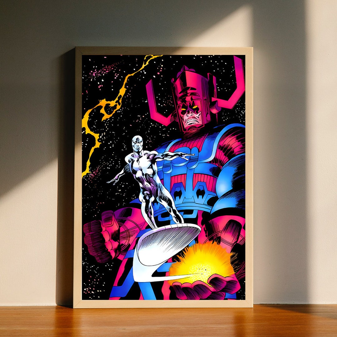 Galactus Silver Surfer Hand Vintage Comicbook Canvas Poster, Wall Art ...