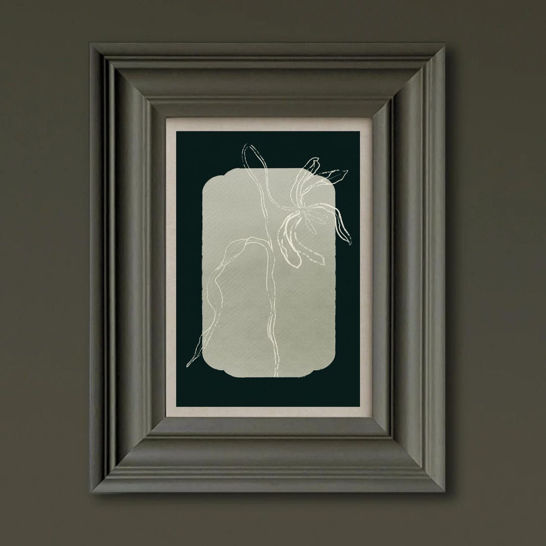 Minimalist Vintage Somber Flower Line Drawing - Etsy