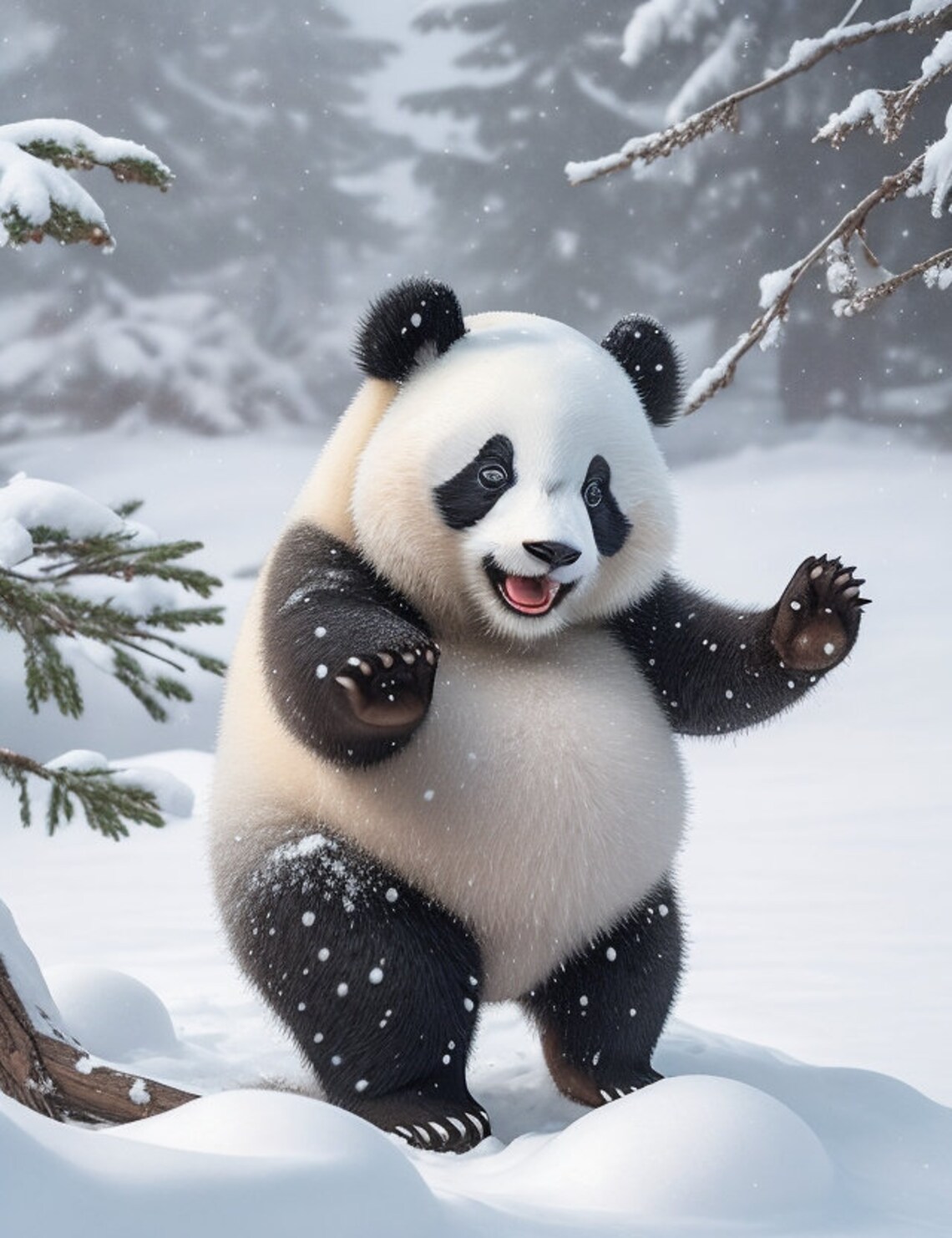 Snowy Panda Dance - Etsy