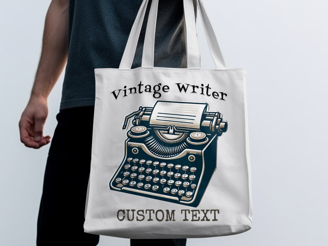 Vintage Typewriter Tote Bag, Retro Writer Custom Text Bag, Literary ...
