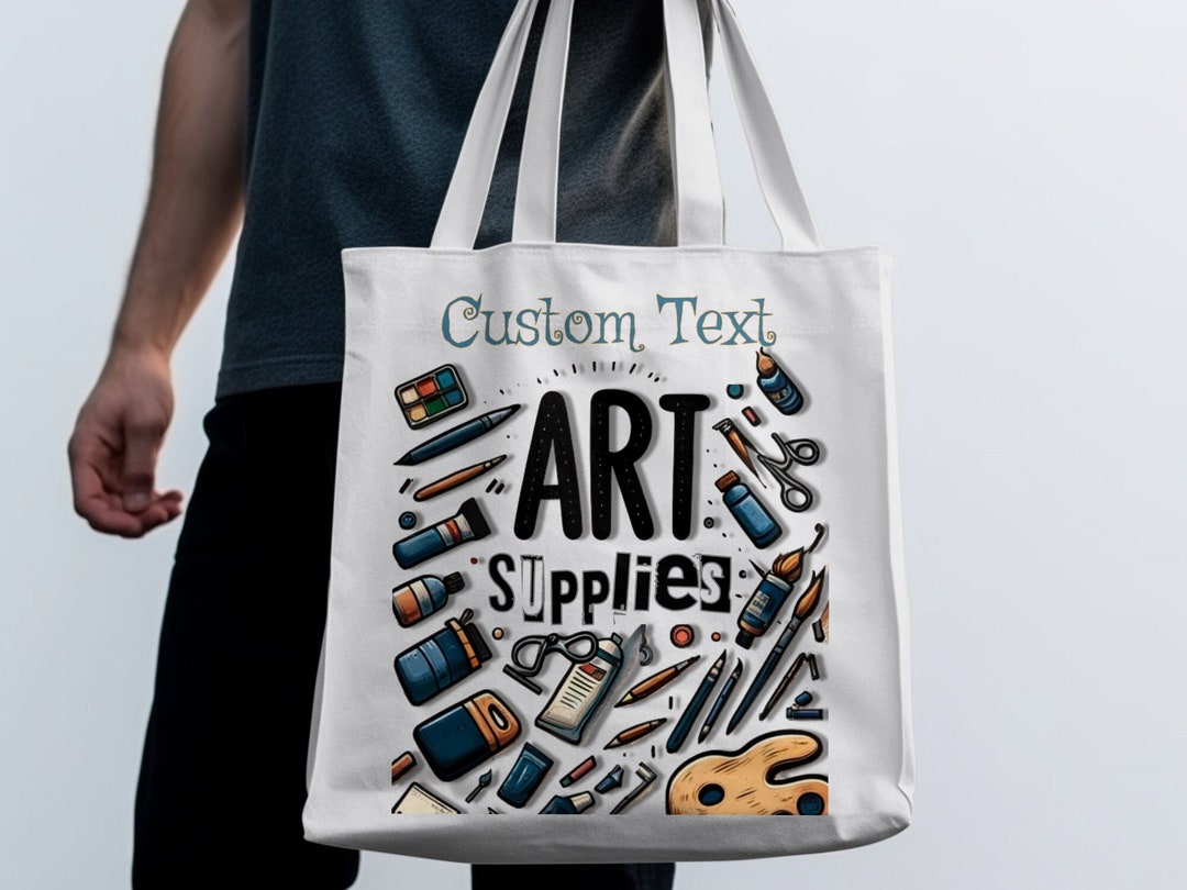 Custom Text Art Supplies Tote Bag, Artist Gift, Painter Canvas Carryall ...
