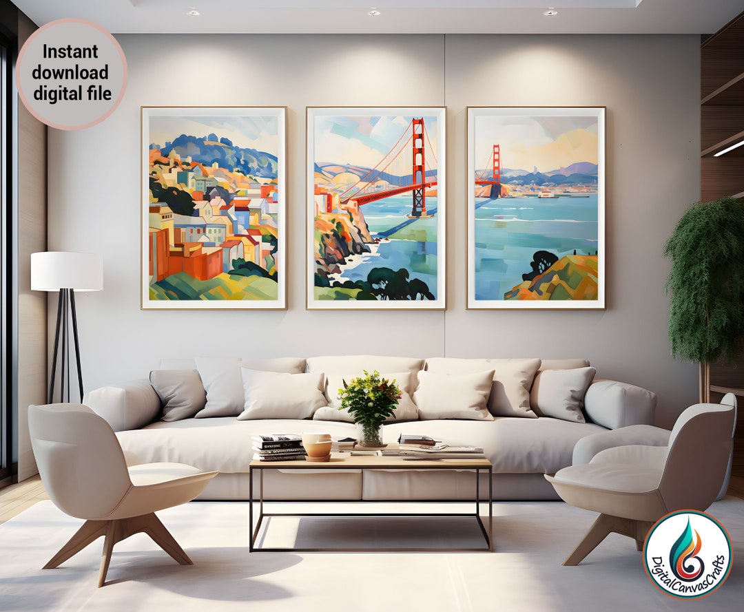 Bridge, Bridge Wall Art Set, Digital Painting, Printable Wall Art ...