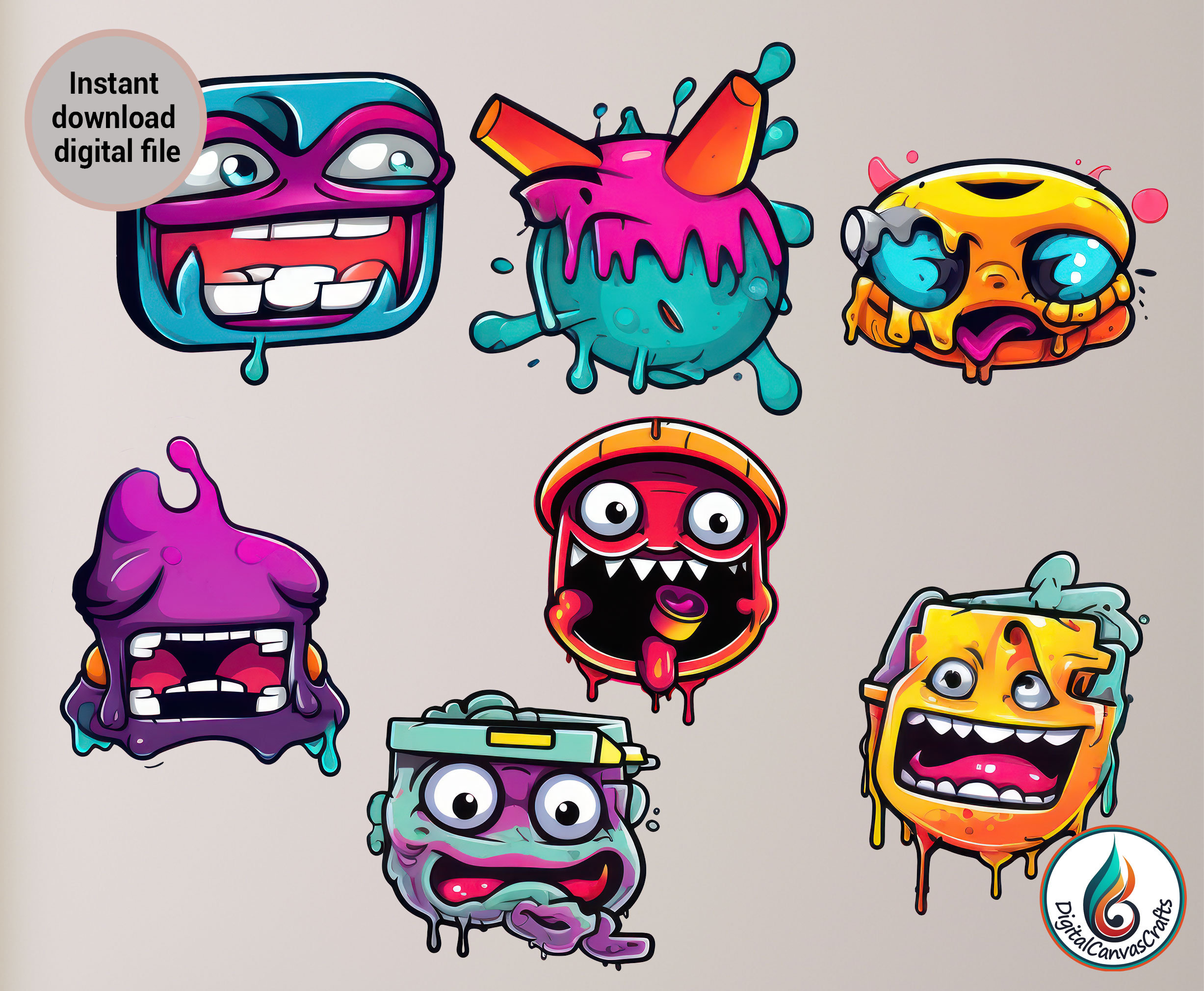 Graffiti Stickers Bundle 20, Digital Sticker Pack, Sticker Printable ...
